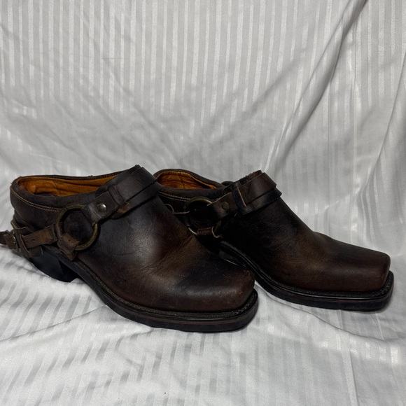 Frye | Shoes | Frye Brown Leather Harness Mules | Poshmark